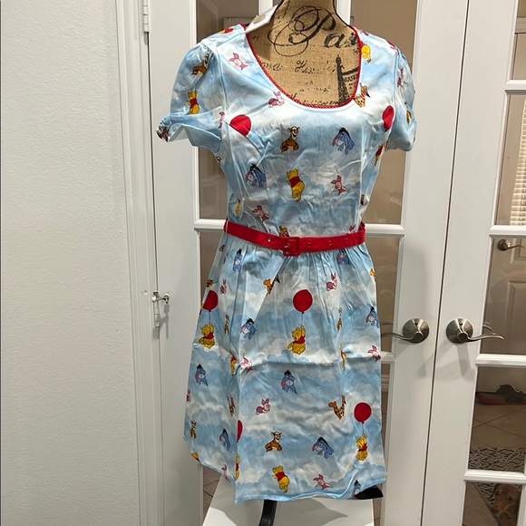Loungefly | Dresses | Disney Winnie The Pooh Dress With Red Belt | Poshmark